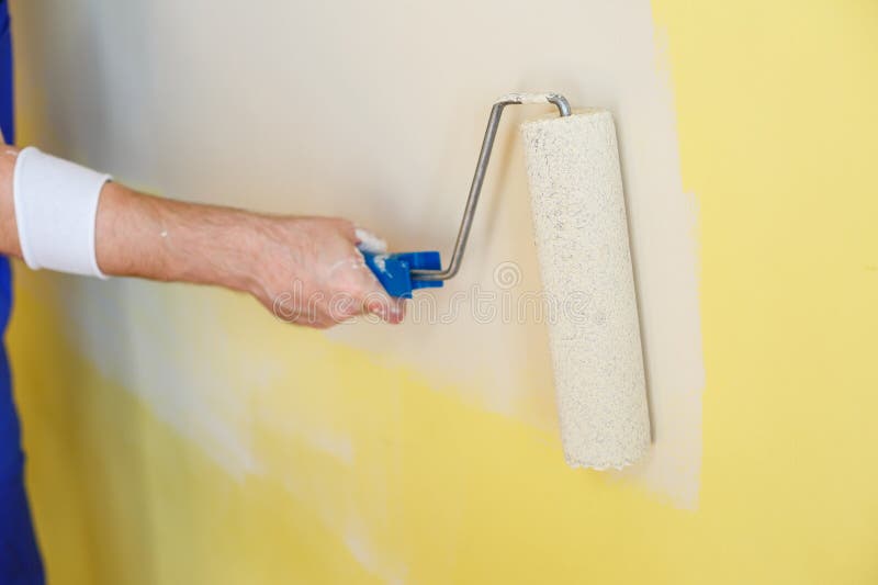 Professional Wall Painting, Roller Stock Photo - Image of occupation ...