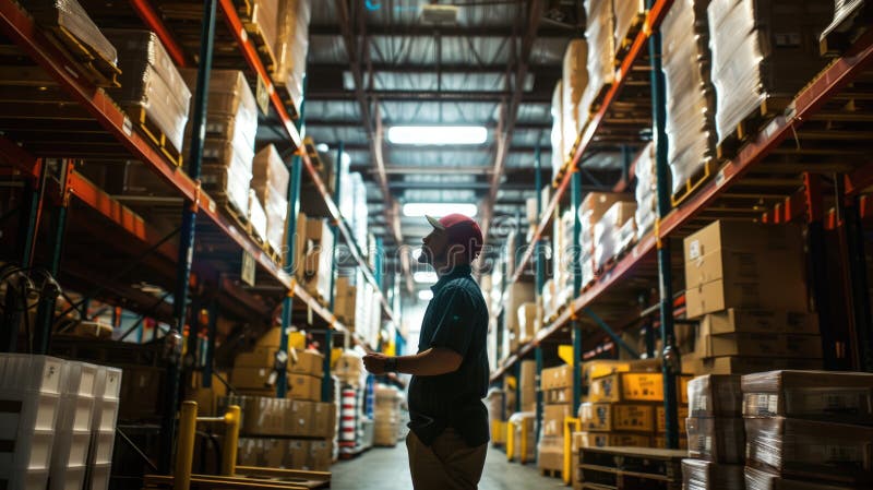 Warehouse Worker Checking and Inspecting Product Quality at Storage ...