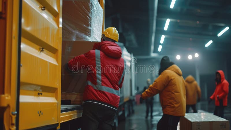 Warehouse Worker Working Together To Load Product from Car at Storage ...