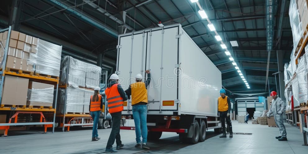 Warehouse Worker Working Together To Load Product from Car at Storage ...
