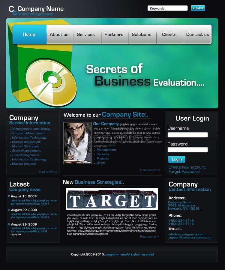 Blue website template stock vector. Illustration of international ...