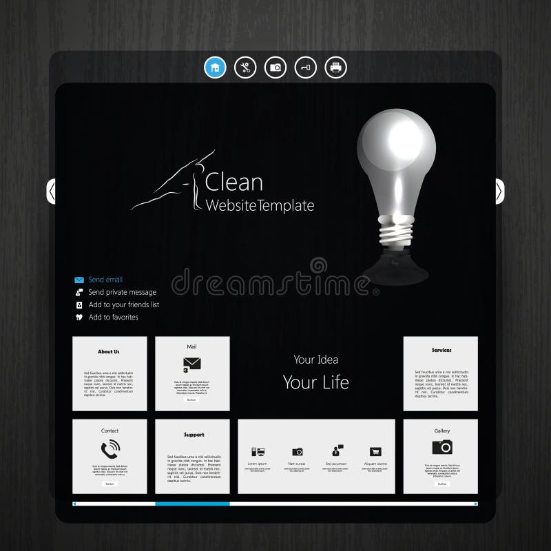 Dark Blue Website Design Template Stock Vector - Illustration of empty ...