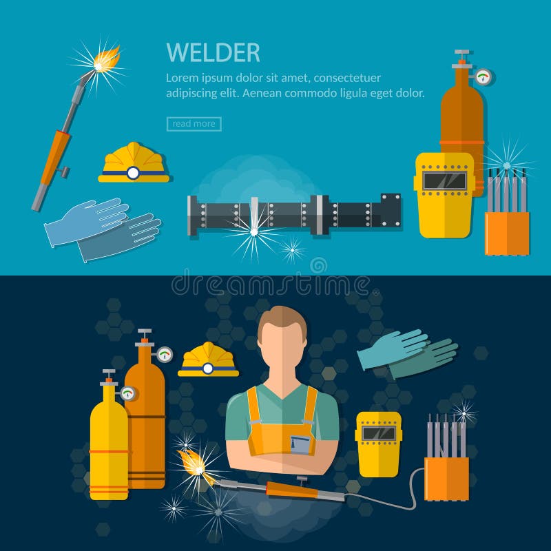 Professional Welder Banners Welding Tools and Equipment Vector Stock ...
