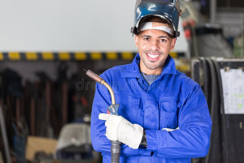 Professional Welder Posing with Wellding Machine Stock Image - Image of ...