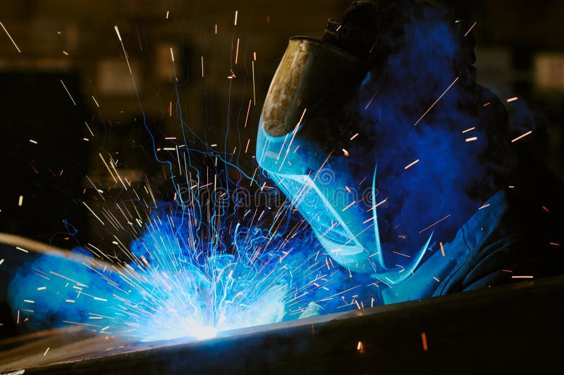 Professional Welder Using Torch Closeup Stock Image - Image of blue ...