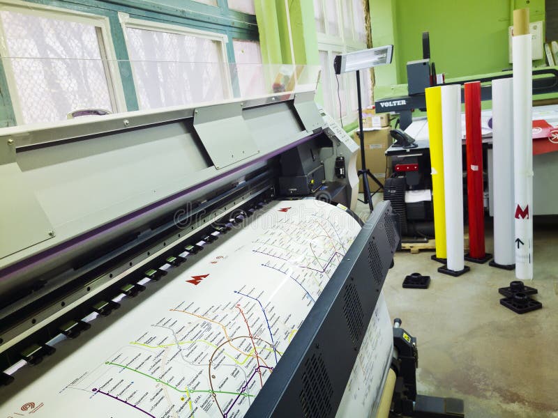 Professional Wide Format Printer Prints Map of Moscow Metro Editorial ...