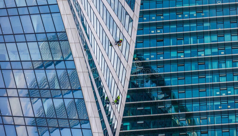Professional Window Cleaners at Work Stock Image - Image of working ...