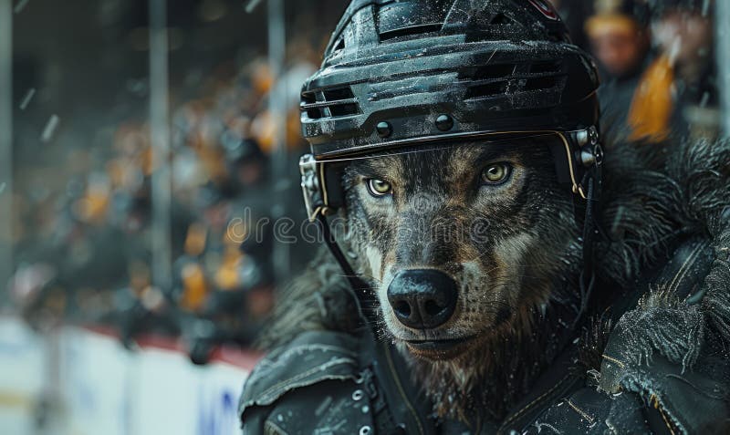 Professional Wolf Ice Hockey Player Portrait Stock Illustration ...