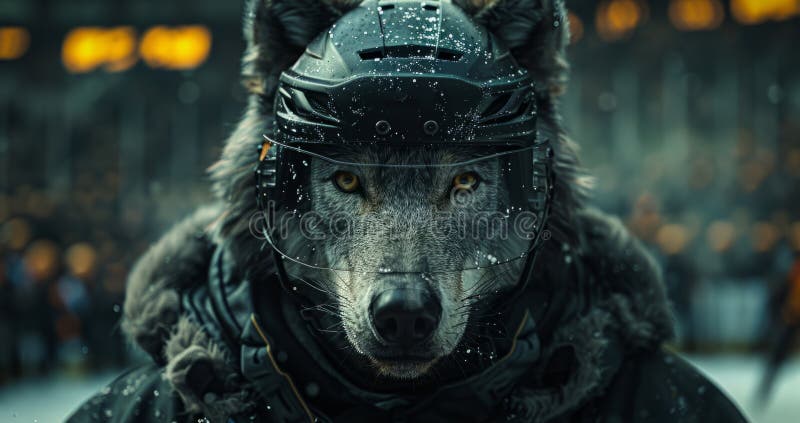 Professional Wolf Ice Hockey Player Portrait Stock Illustration ...