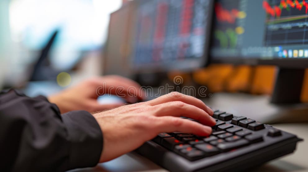 A Professional Woman is Analyzing Data on a Computer Monitor Displaying ...