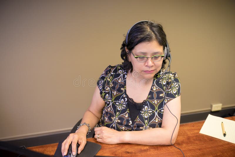 Professional Woman Busy at Work Using Computer Stock Image - Image of ...