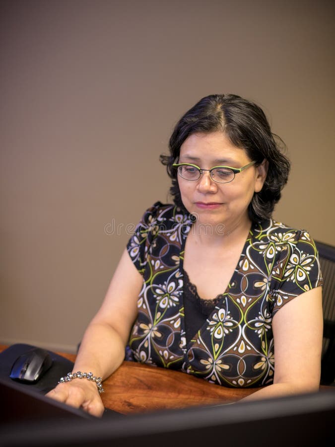 Professional Woman Busy at Work Using Computer Stock Photo - Image of ...