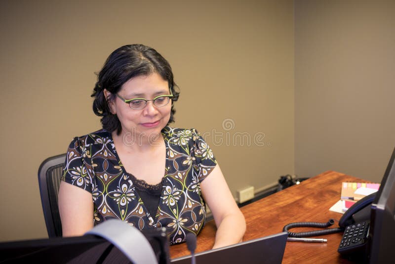 Professional Woman Busy at Work Using Computer Stock Photo - Image of ...