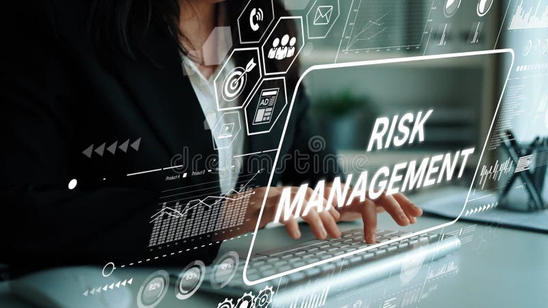 Professional Woman Conducting Risk Management with Digital Interface ...