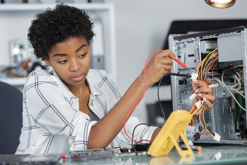Professional Woman Fixing Computer Stock Image - Image of work ...