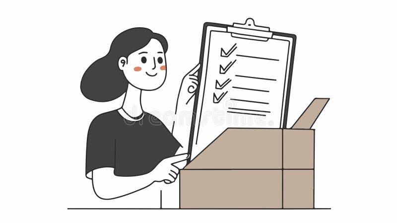 Professional Woman Pointing at Clipboard Checklist Stock Vector ...