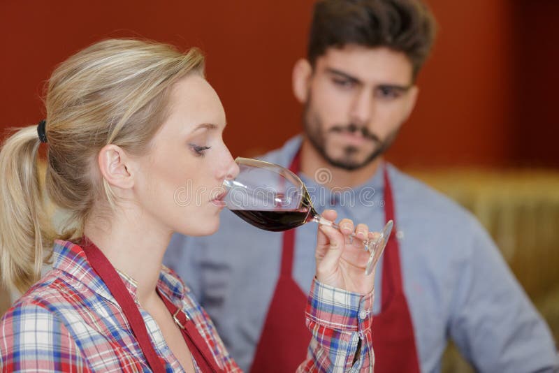 Professional Woman Tasting Wine Stock Photo - Image of attentive, woman ...