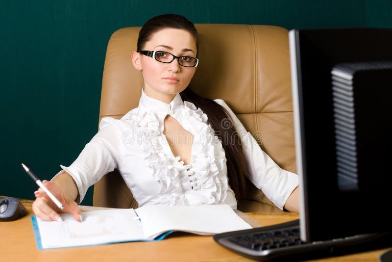 Professional Woman Working in Office Stock Image - Image of mouse ...