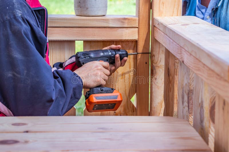 Professional Work with Power Tools Responsible Master Stock Image ...