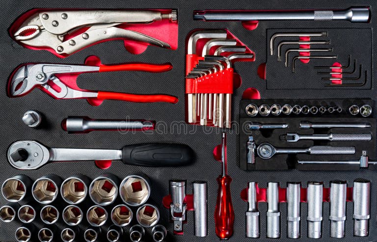 Professional Work Tools Set with Various Equipments for Technicians in ...
