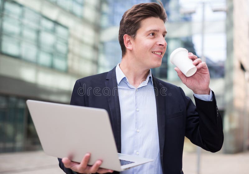 Professional Worker Drinking Coffee and Working Stock Image - Image of ...