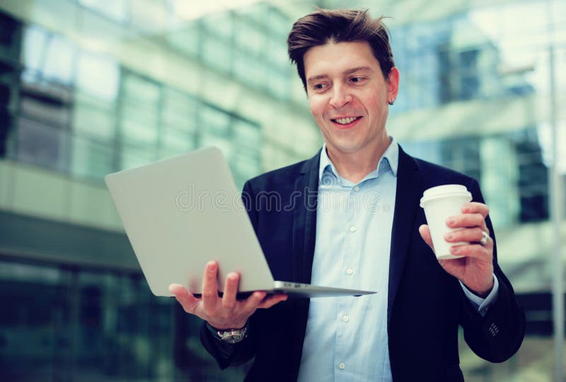 Professional Worker Drinking Coffee and Working Stock Image - Image of ...
