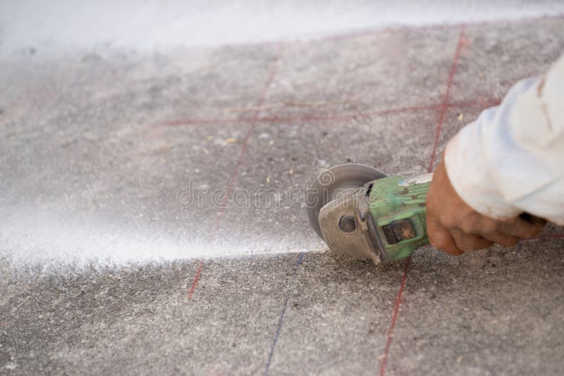 Professional Worker and Electrical Stone Cutter Construction Tools ...