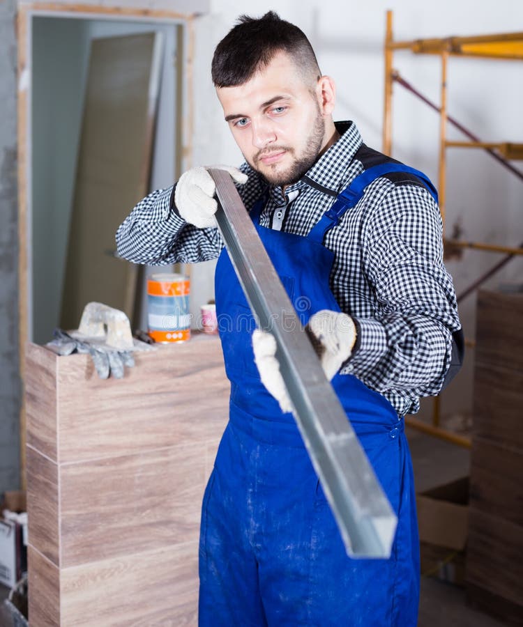 Professional Worker is Looking at the Level of the Profile Stock Photo ...