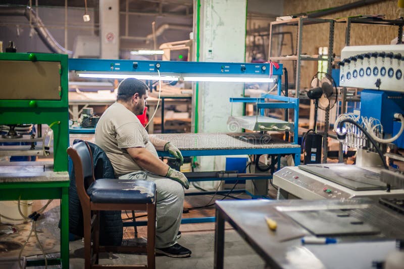 Professional Worker Technician Machinist Work on Vacuum Sandblasting ...