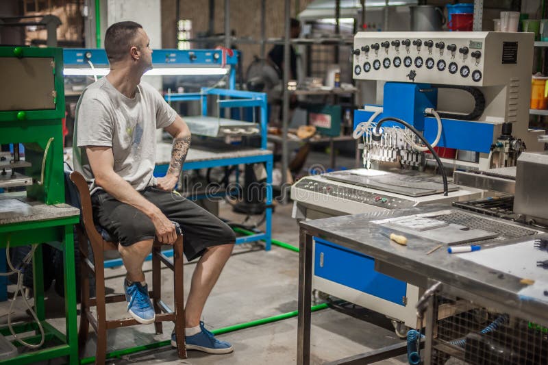 Professional Worker Technician Machinist Work in Factory Production ...