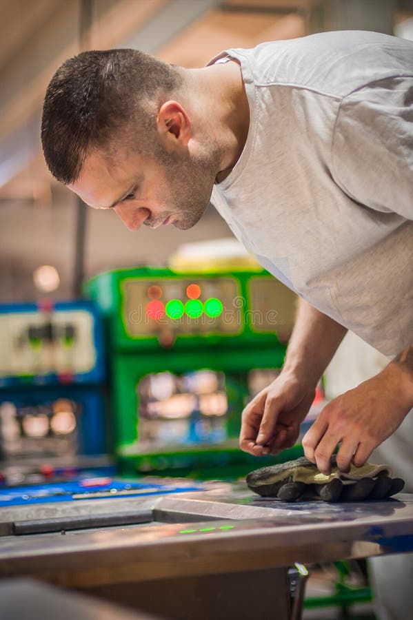 Machinist at Work stock photo. Image of factory, glow - 7303648