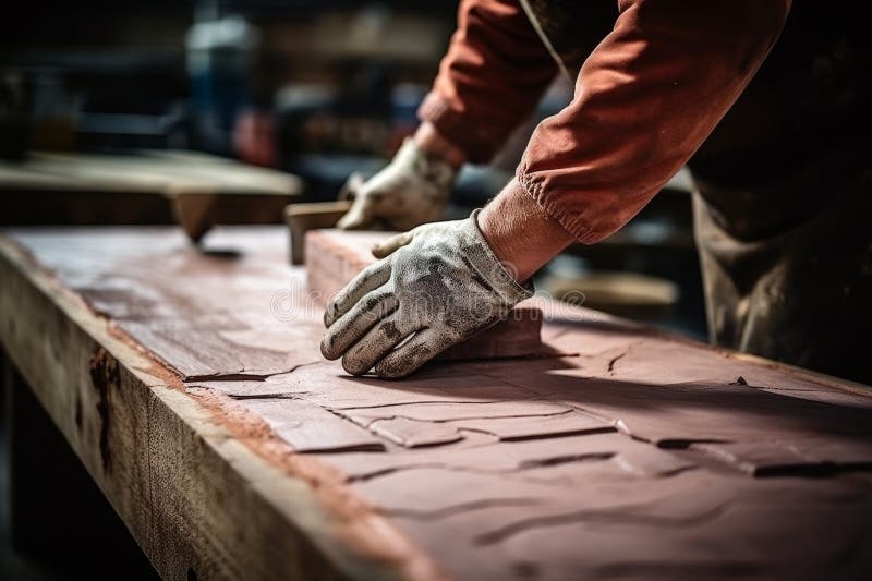 Professional Worker Using Pan Knife for Building Brick Walls with ...
