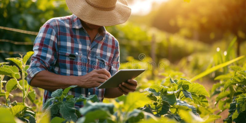 Professional Worker Using Tablet To Analyze Agricultural Product at ...