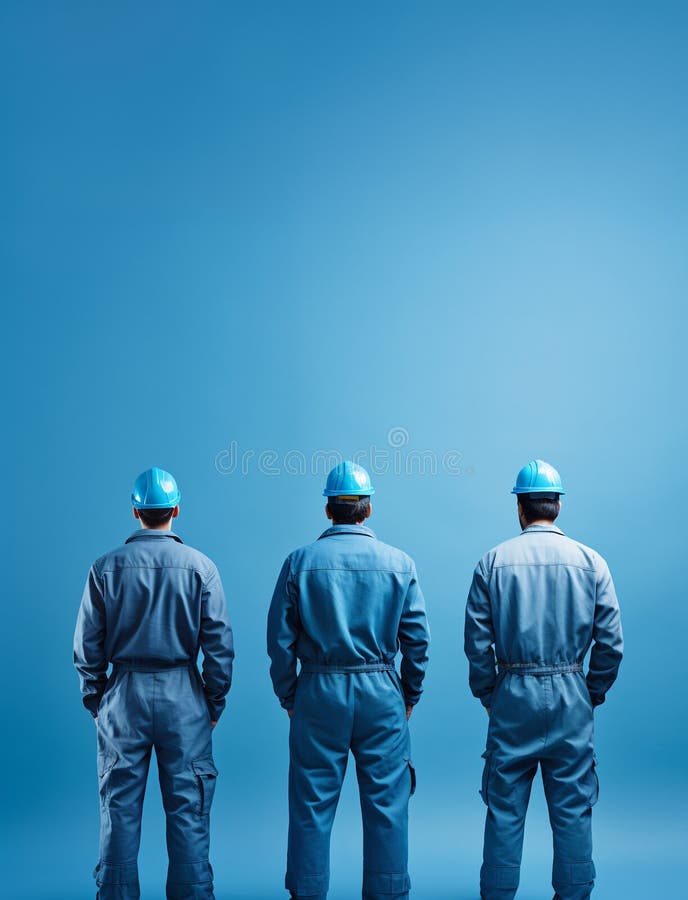 Professional Workers and Engineers in Helmets and Work Clothes. Copy ...