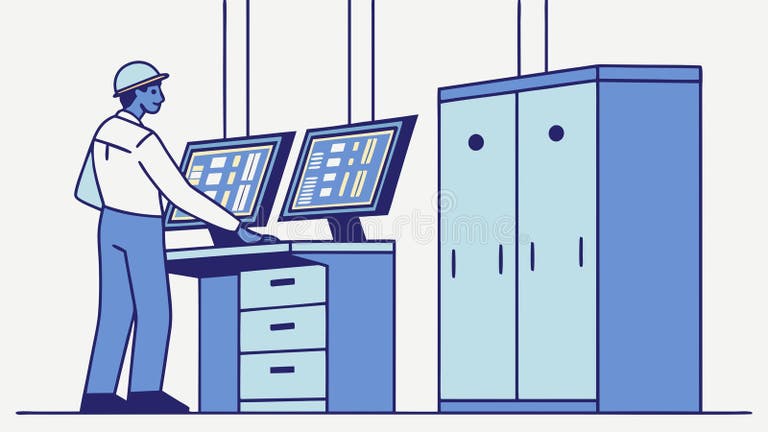 It Professional Working in a Computer Server Room, Vector Design ...