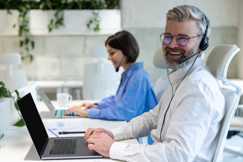 Professional Working in a Data Center and Looking Involved Stock Photo ...