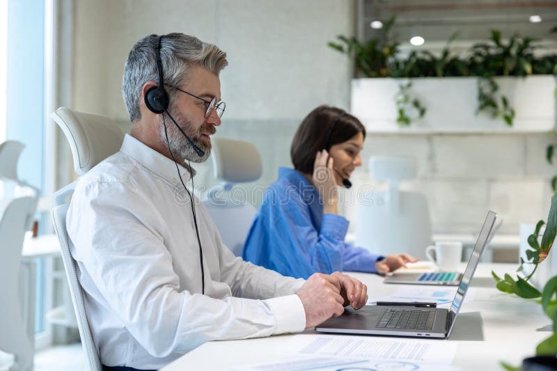 Professional Working in a Data Center and Looking Involved Stock Photo ...