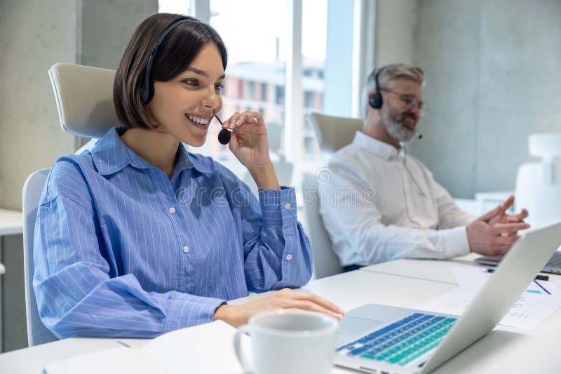 Professional Working in a Data Center and Looking Involved Stock Photo ...