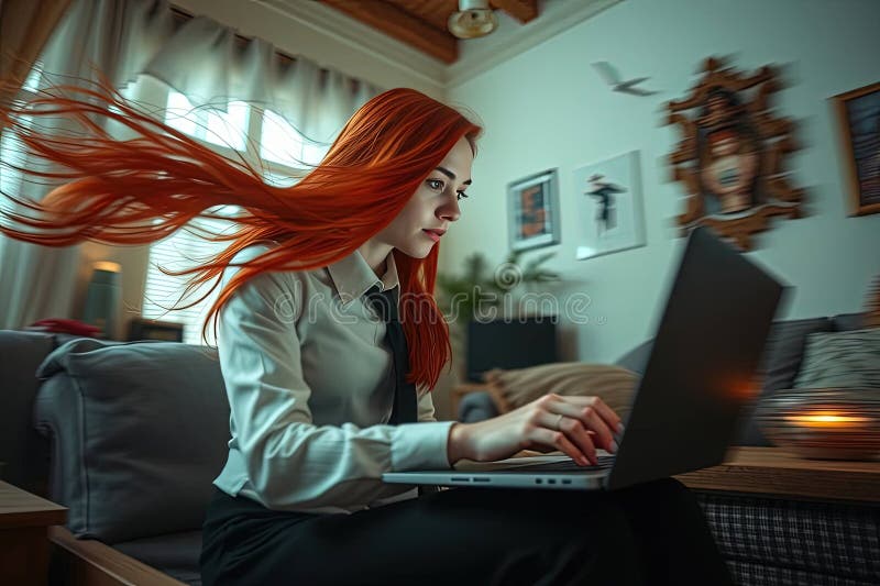 Remote Work in Modern Comfort Stock Illustration - Illustration of ...