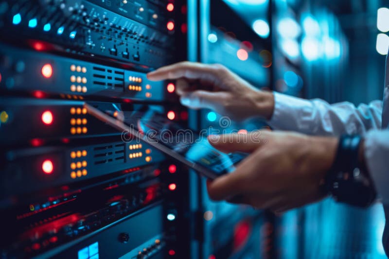 It Professional Managing Servers in a Data Center Stock Photo - Image ...