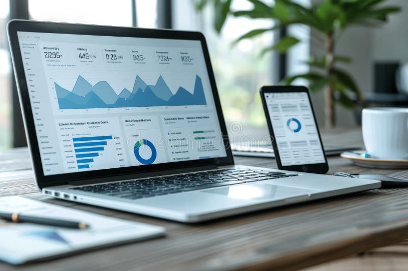 Professional Working Space, Working Desk with Laptop and Documents ...