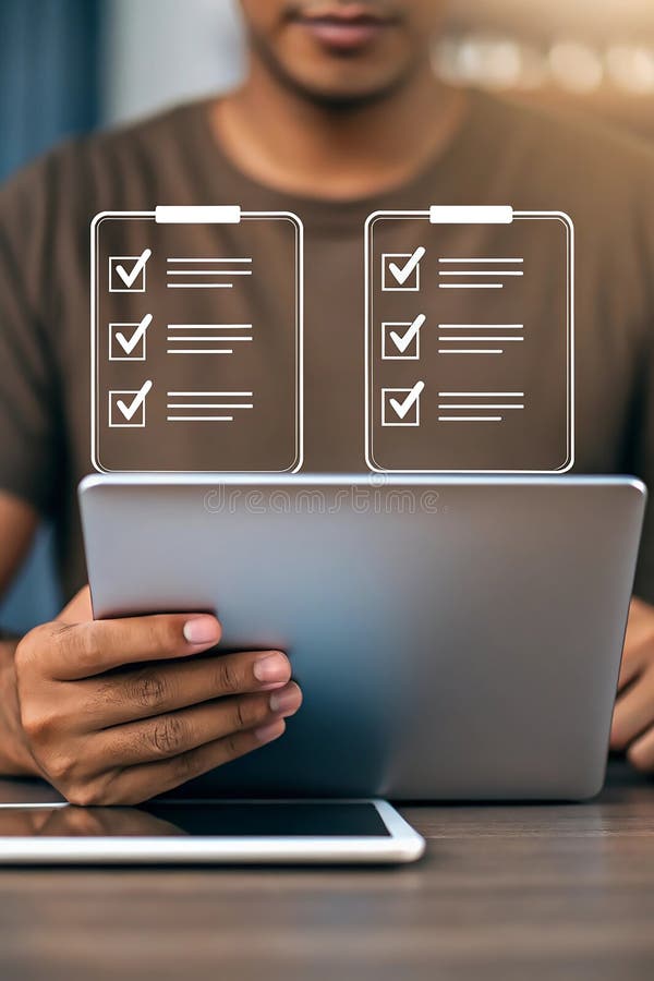 Professional Working with Tablet and Laptop. Digital Productivity and ...