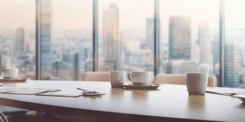 Professional Workplace Blurred Interior of Modern Office Workspace with ...