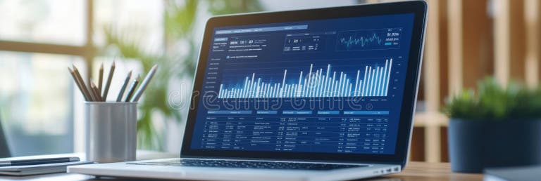 Professional Workspace Displaying Business Analytics Dashboard with ...