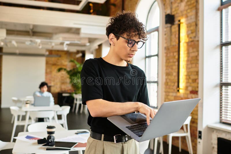 Professional Workspace Featuring Focused Individual Engaged Stock Photo ...