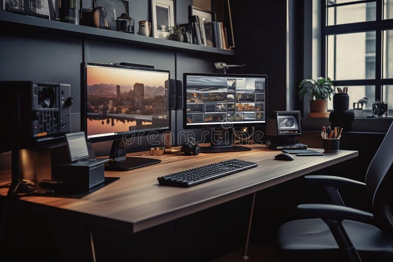 Professional Workspace with a Modern Office Setup. Sleek Desk ...