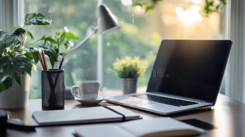 Professional Workstation with a Cup of Coffee Stock Photo - Image of ...