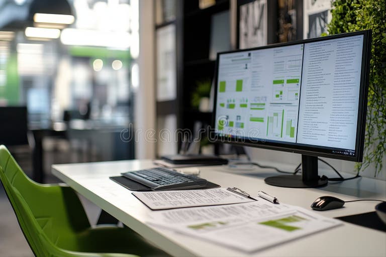 Professional Workstation and Data Visualization. a Contemporary Office ...