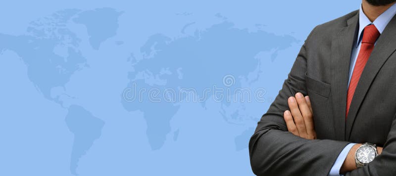 Professional with World Map in Banner Template Stock Image - Image of ...