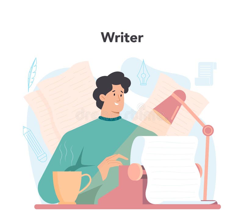 Professional Writer Concept. Author Writing Script of a Novel Stock ...